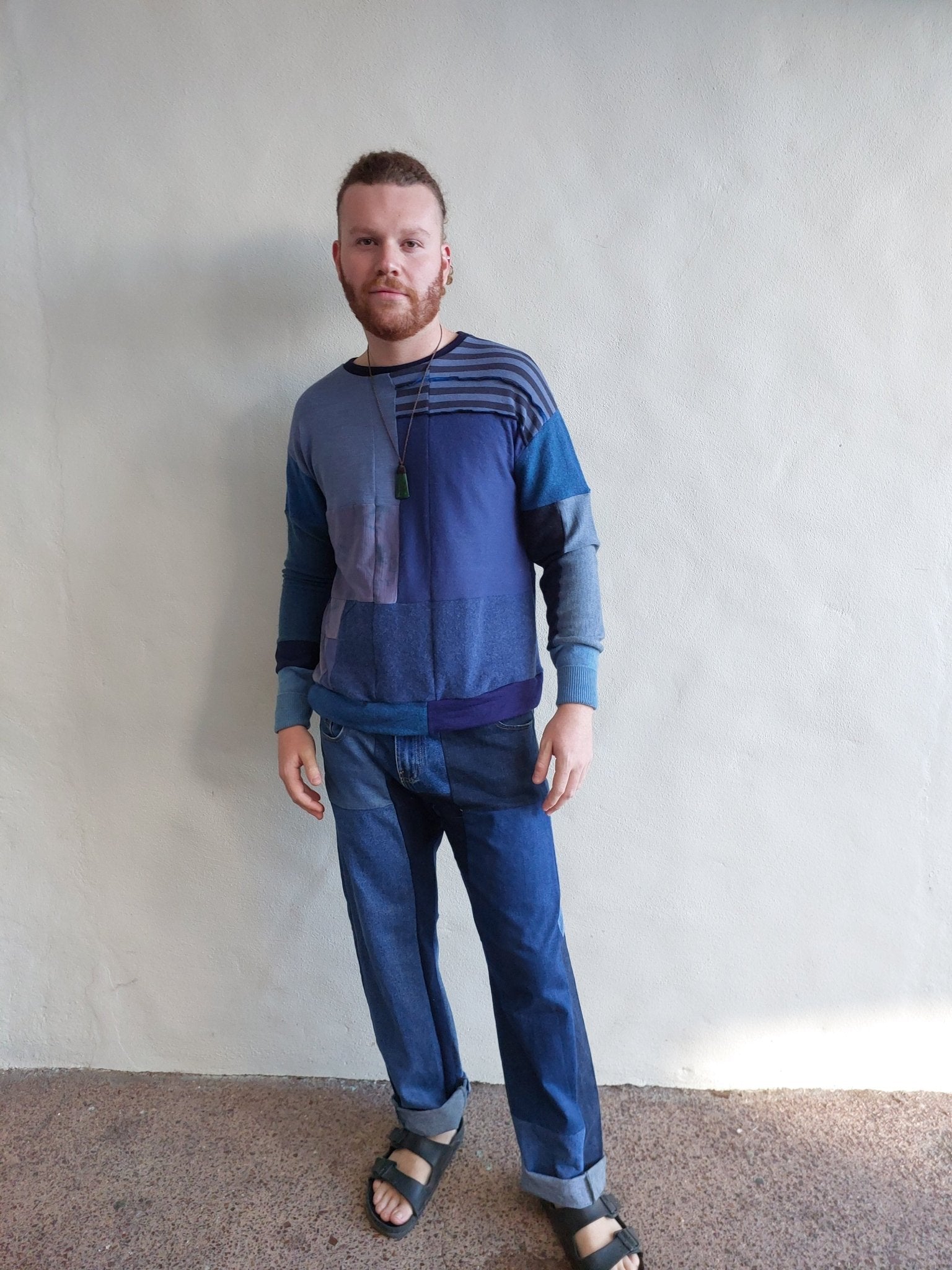 Unisex Merino Sweater Smokey blue- LARGE – Heke design